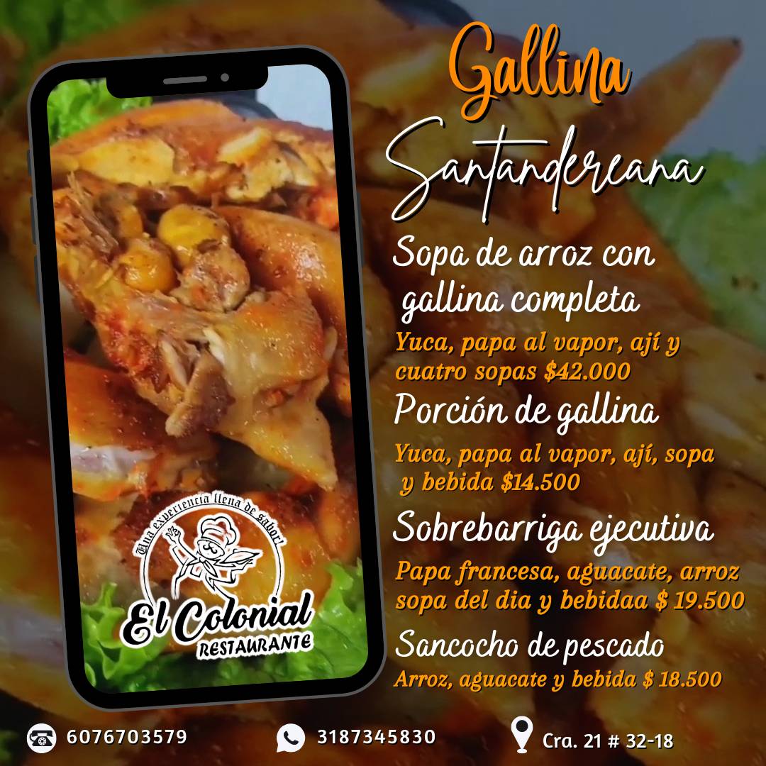 Menu at Restaurante el Colonial, Bucaramanga