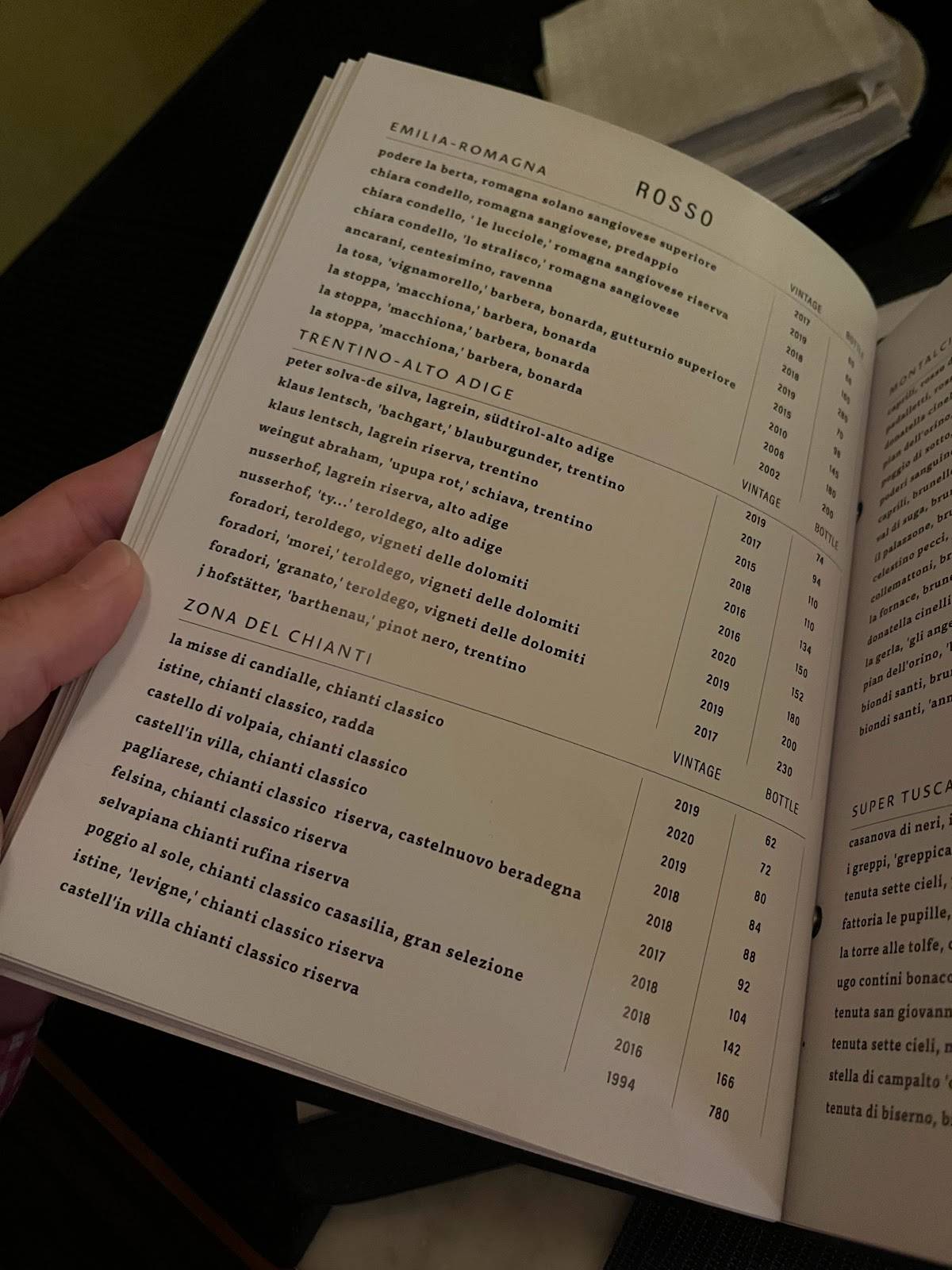 Menu at Rezdôra restaurant, New York City