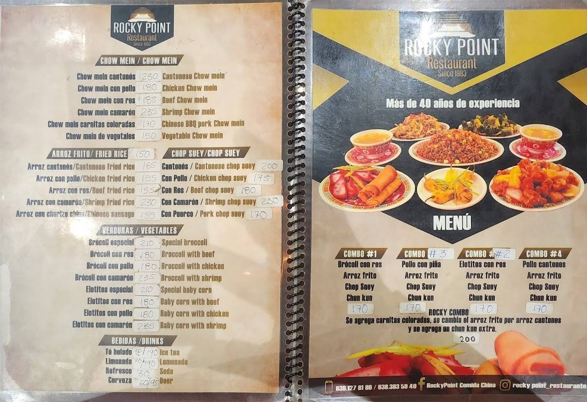 Menu at Restaurant Rocky Point, Puerto Peñasco