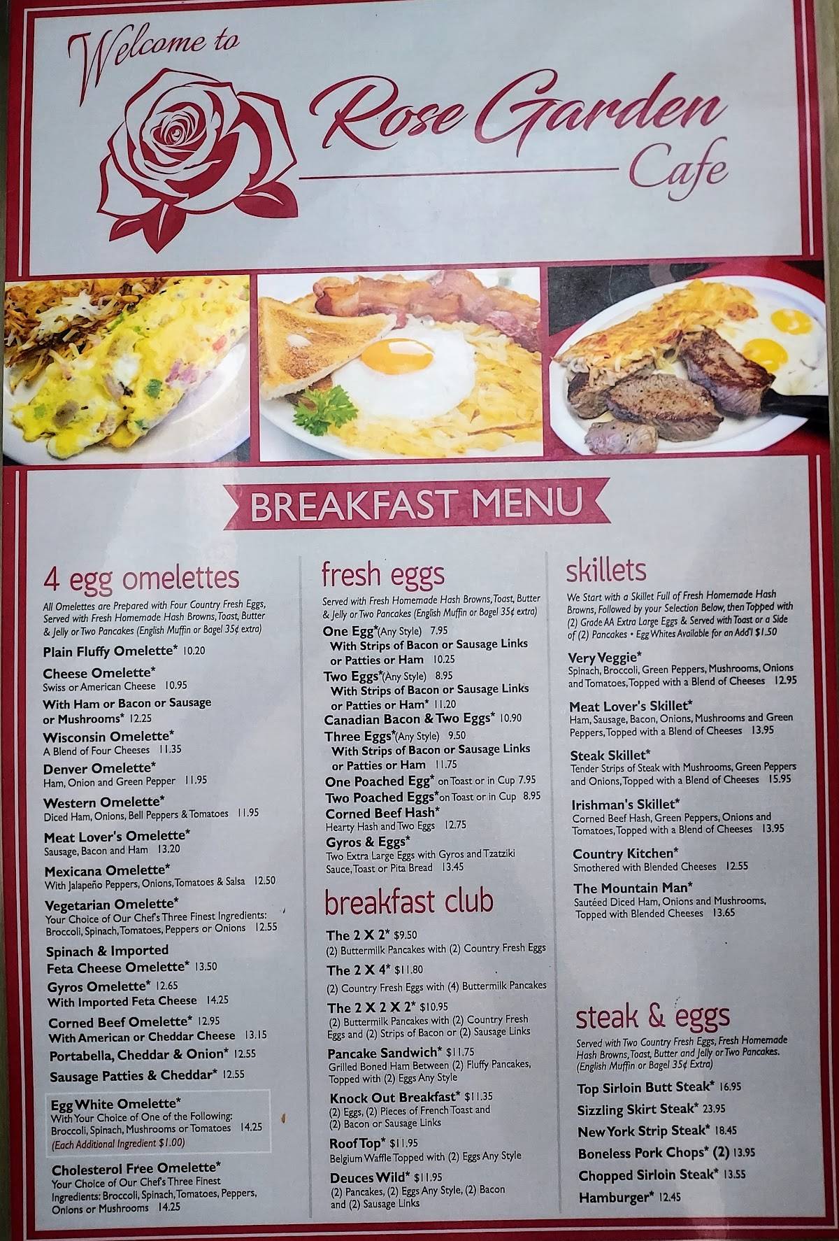 Menu at Rose Garden Cafe, Elk Grove Village