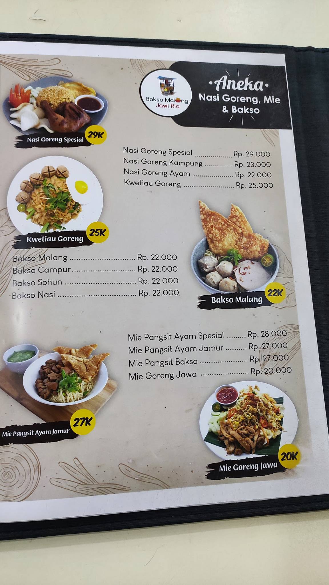Menu at Rumah Makan Jawi Ria restaurant, Pontianak, Jl. Hasanuddin No.155