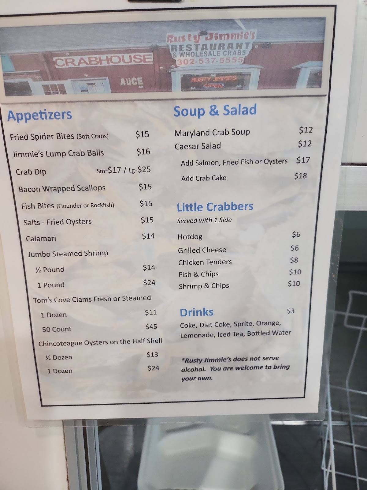 Menu at Rusty Jimmies Seafood Market & Eatery restaurant, Fenwick Island