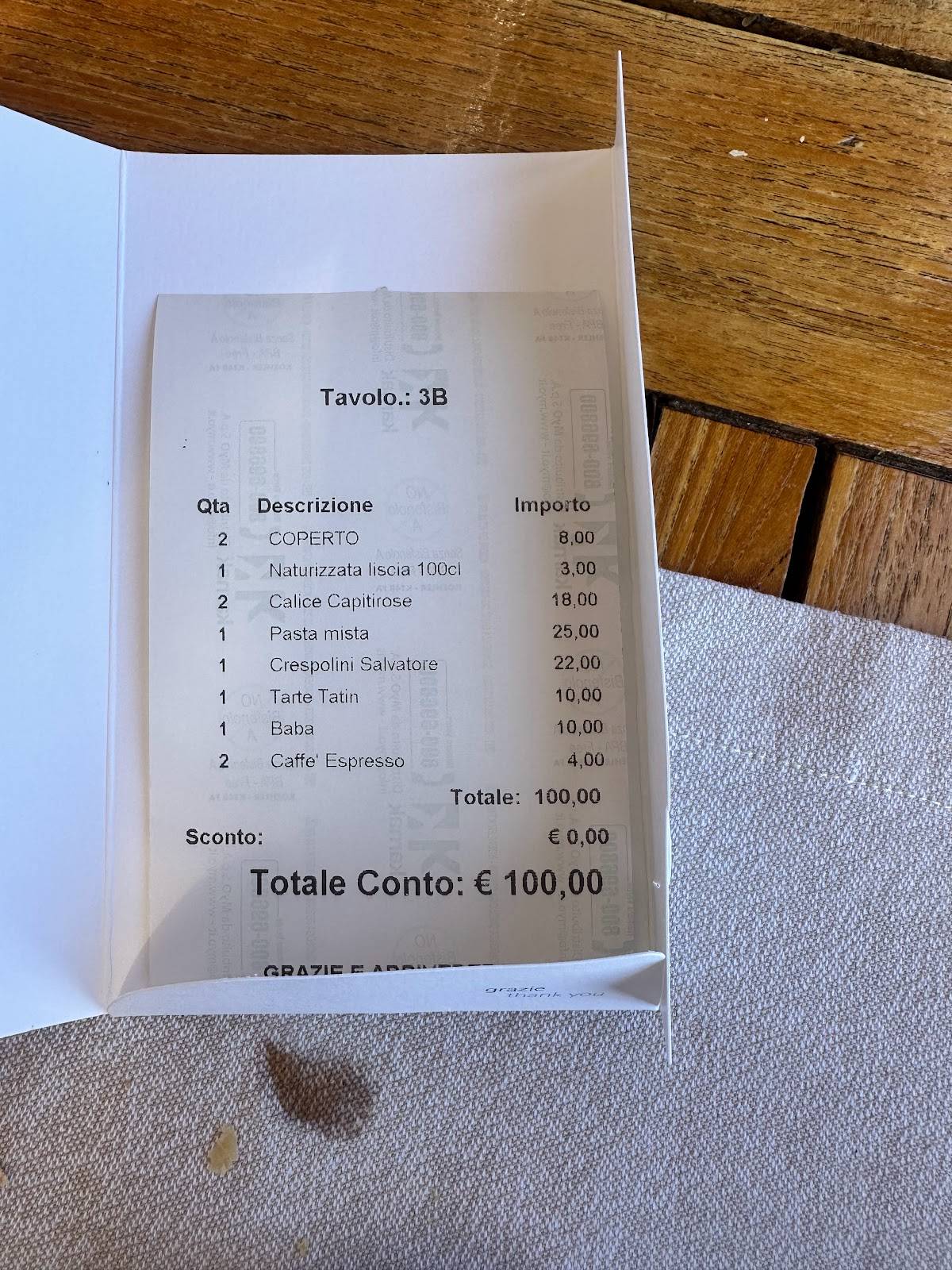 Menu at Salvatore Ravello restaurant, Ravello, Via della Repubblica