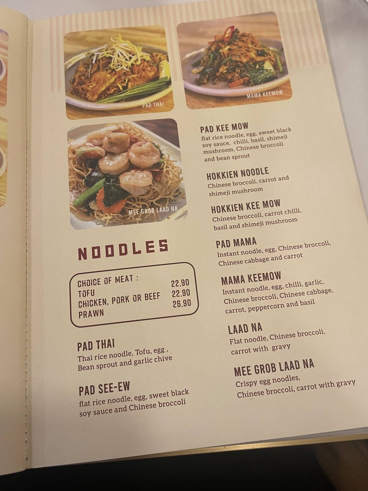 Menu at Satang Waymouth restaurant, Adelaide