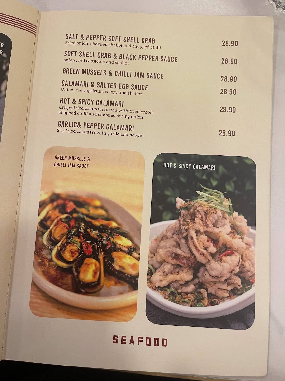 Menu at Satang Waymouth restaurant, Adelaide