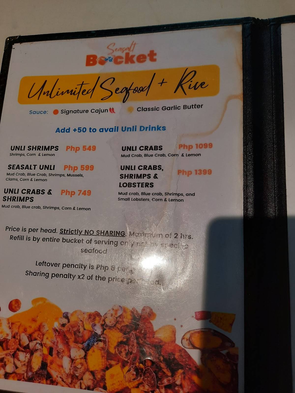 Menu at (Moved to Calle Bistro Ever Gotesco) Seasalt Bucket- Le Village ...