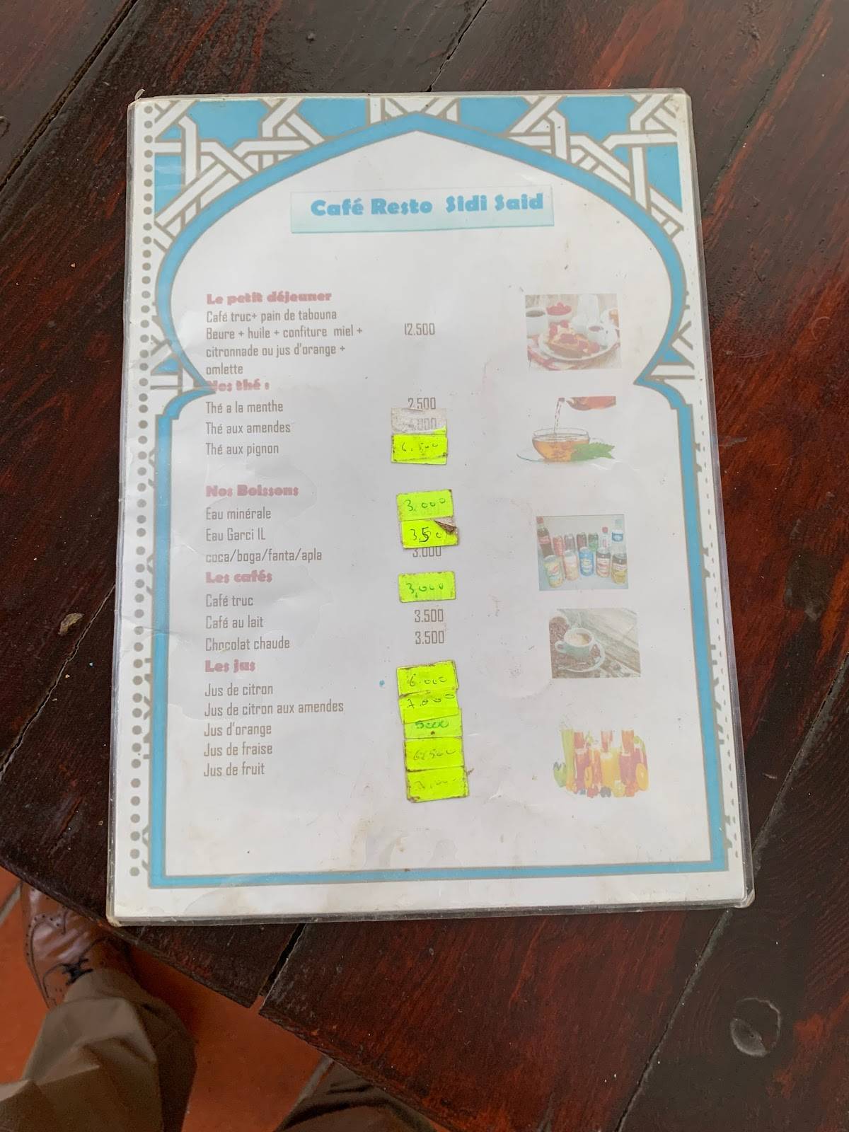 Menu at Restaurant Sidi Said, Hergla
