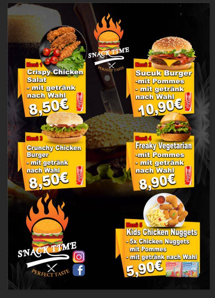 Speisekarte von Snack Time restaurant, Velbert