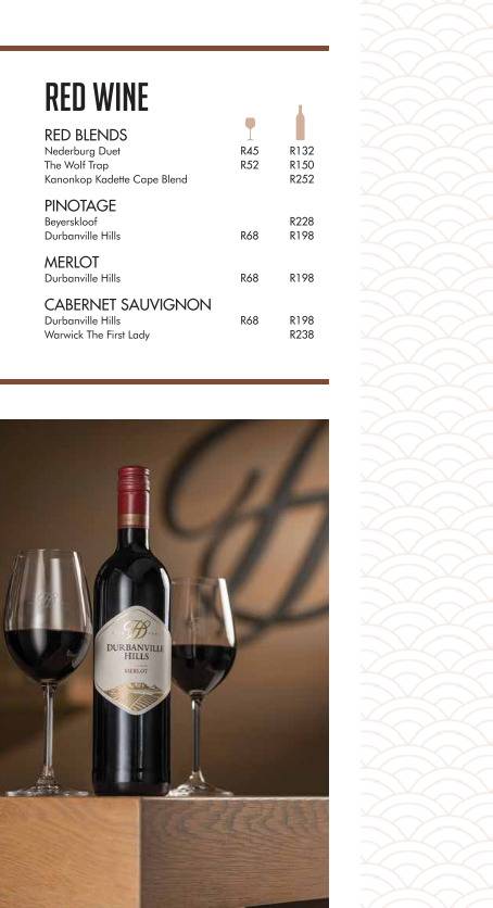Menu at Soya Soul restaurant, Johannesburg