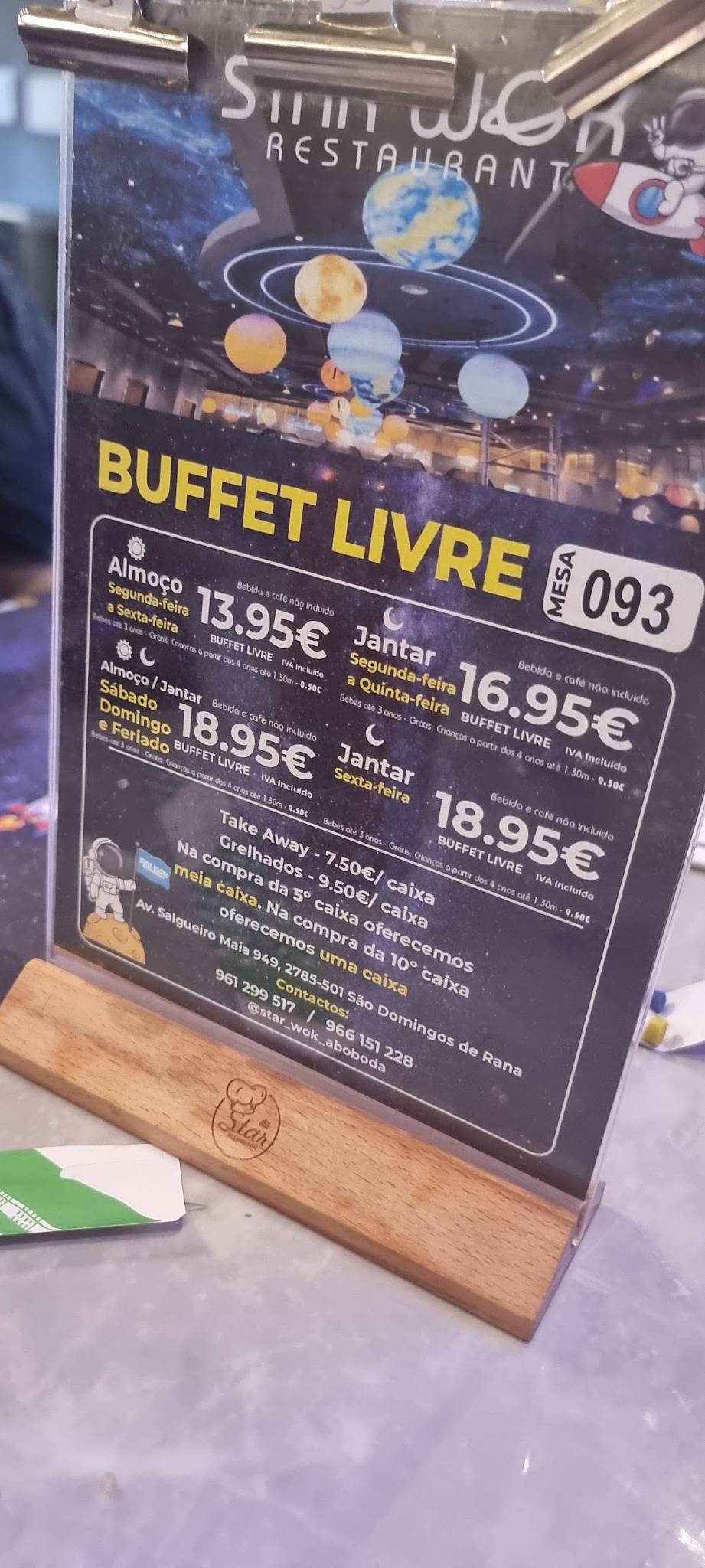 Menu em Star Wok restaurante, São Domingos de Rana