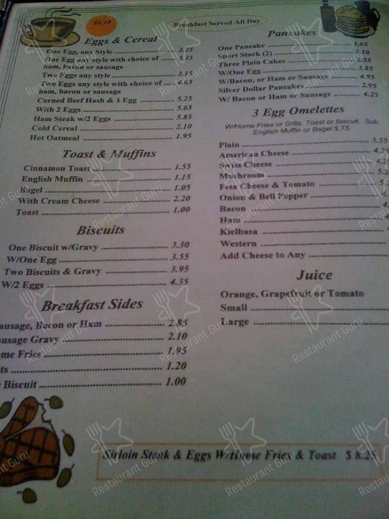 Menu at Sugarmill Restaurant, Homosassa