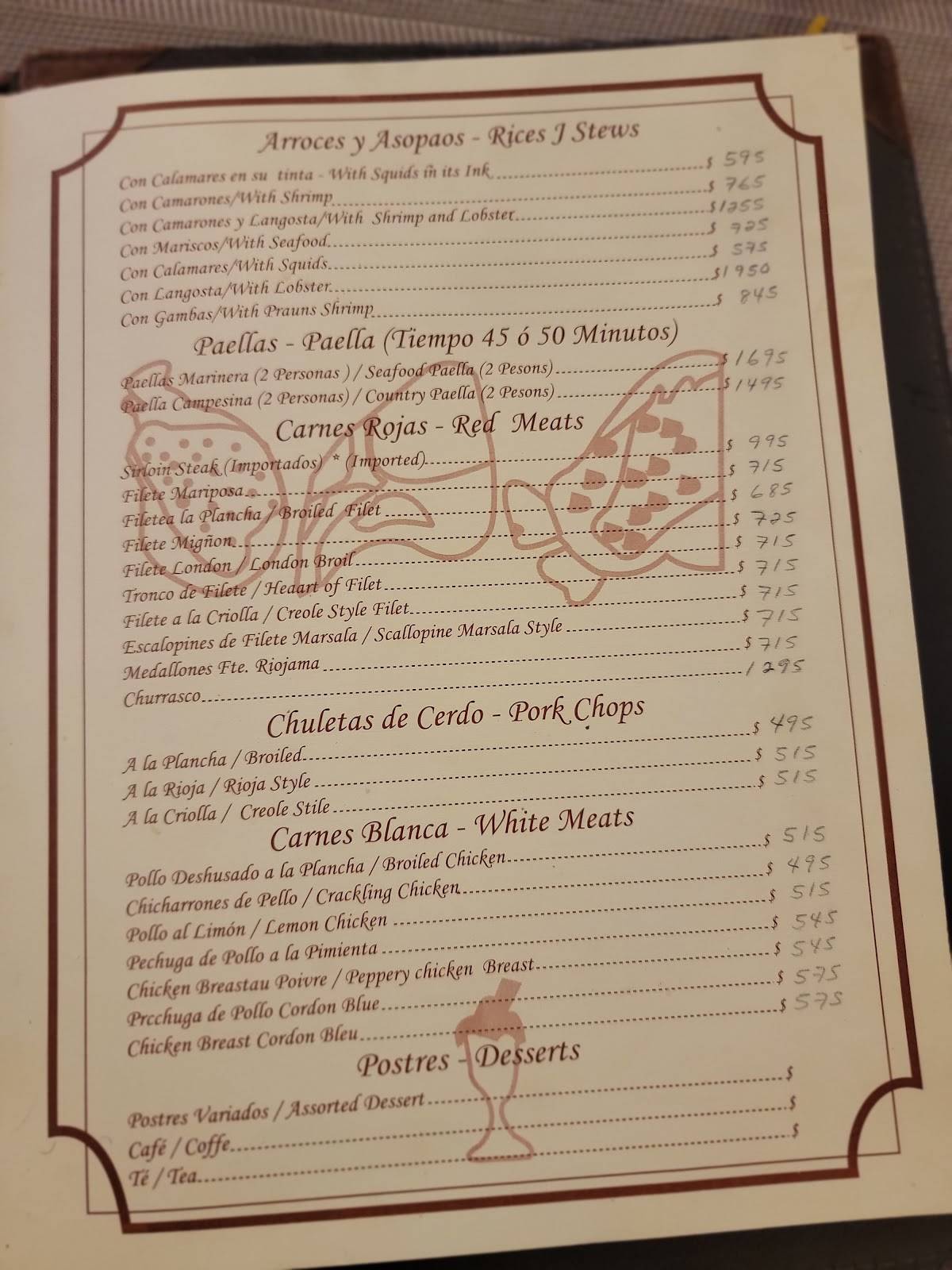 Carta de Restaurant Sully, Santo Domingo