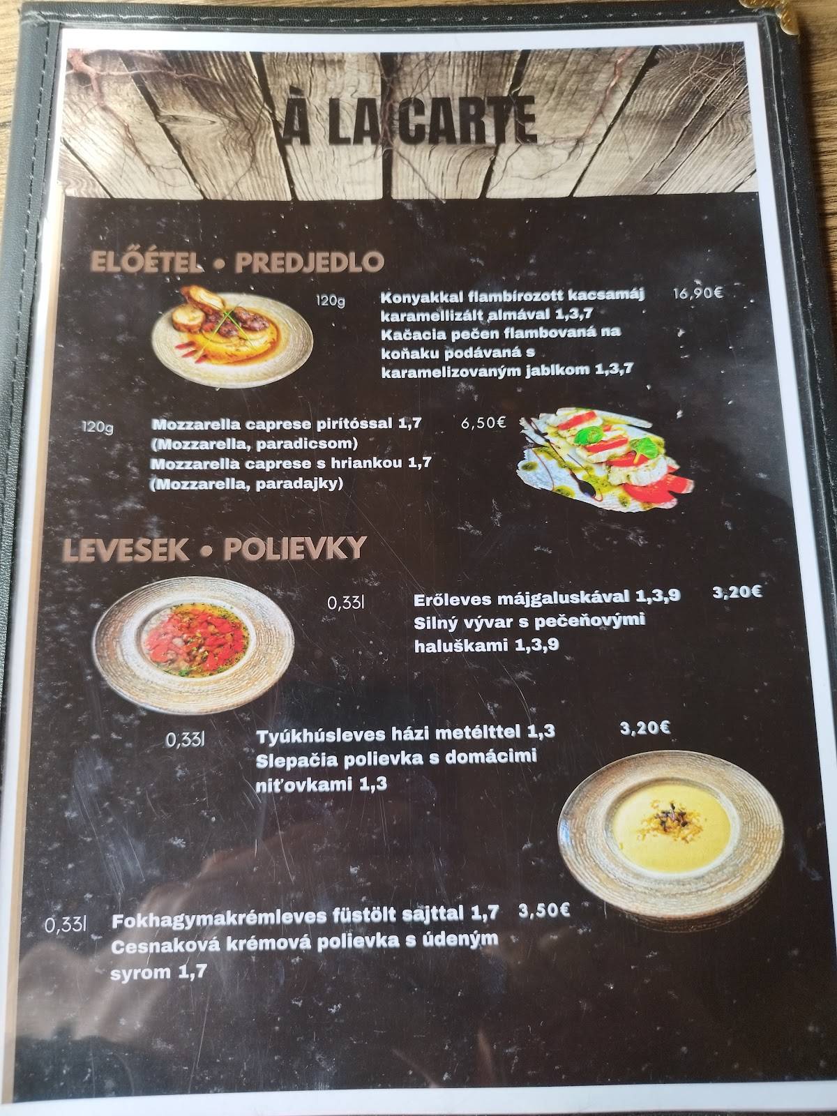 Menu at Szarvas pizzeria & restaurant Ohrady, Ohrady