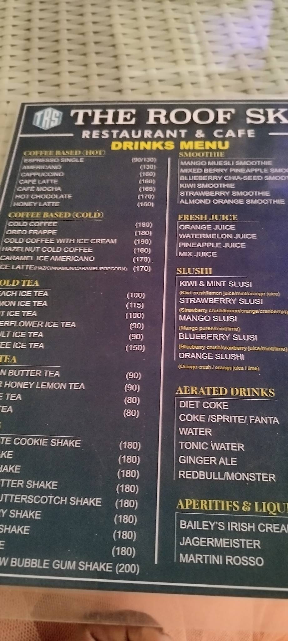 Menu at THE ROOF SKY RESTAURANT & CAFE, Delhi