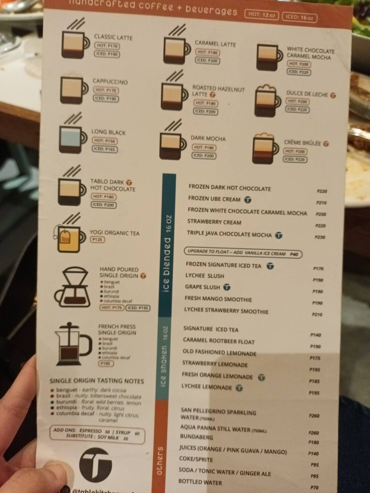 Menu at Tablo Kitchen x Cafe South Las Piñas, Las Pinas