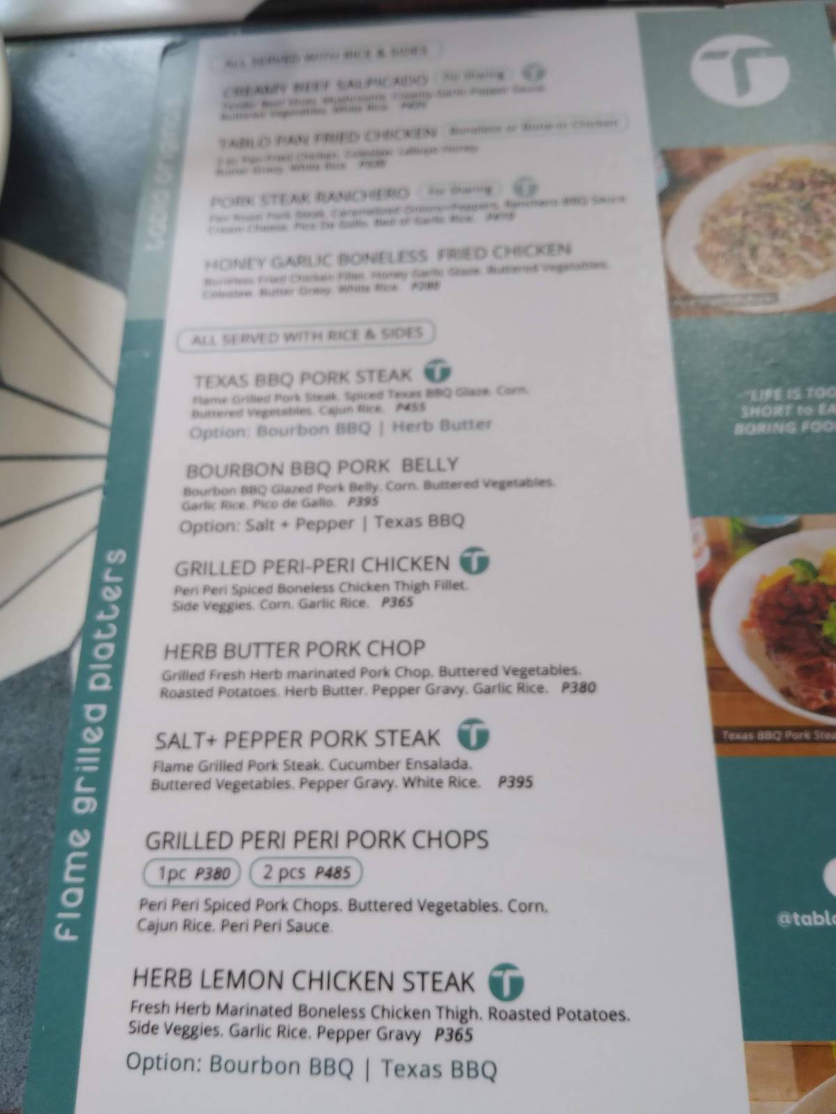 Menu at Tablo Kitchen x Cafe South Las Piñas, Las Pinas