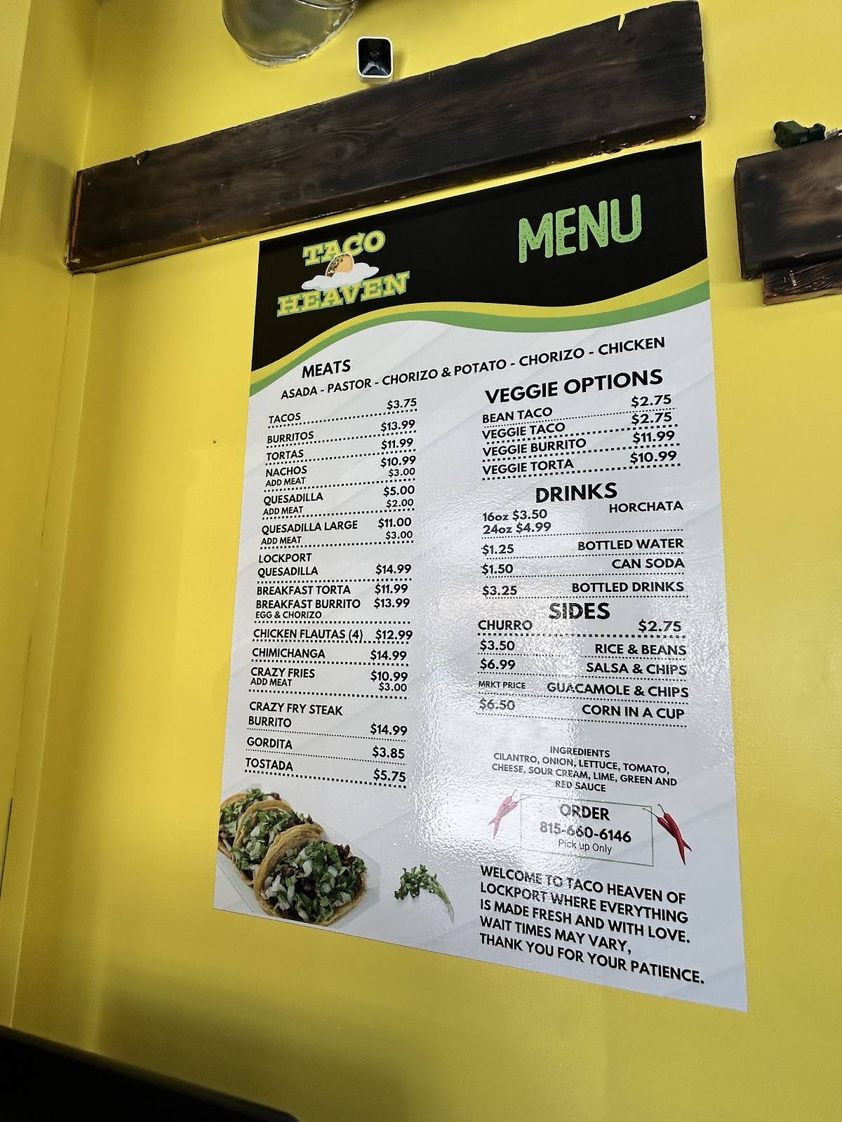 Menu at Taco Heaven of Lockport restaurant, Lockport