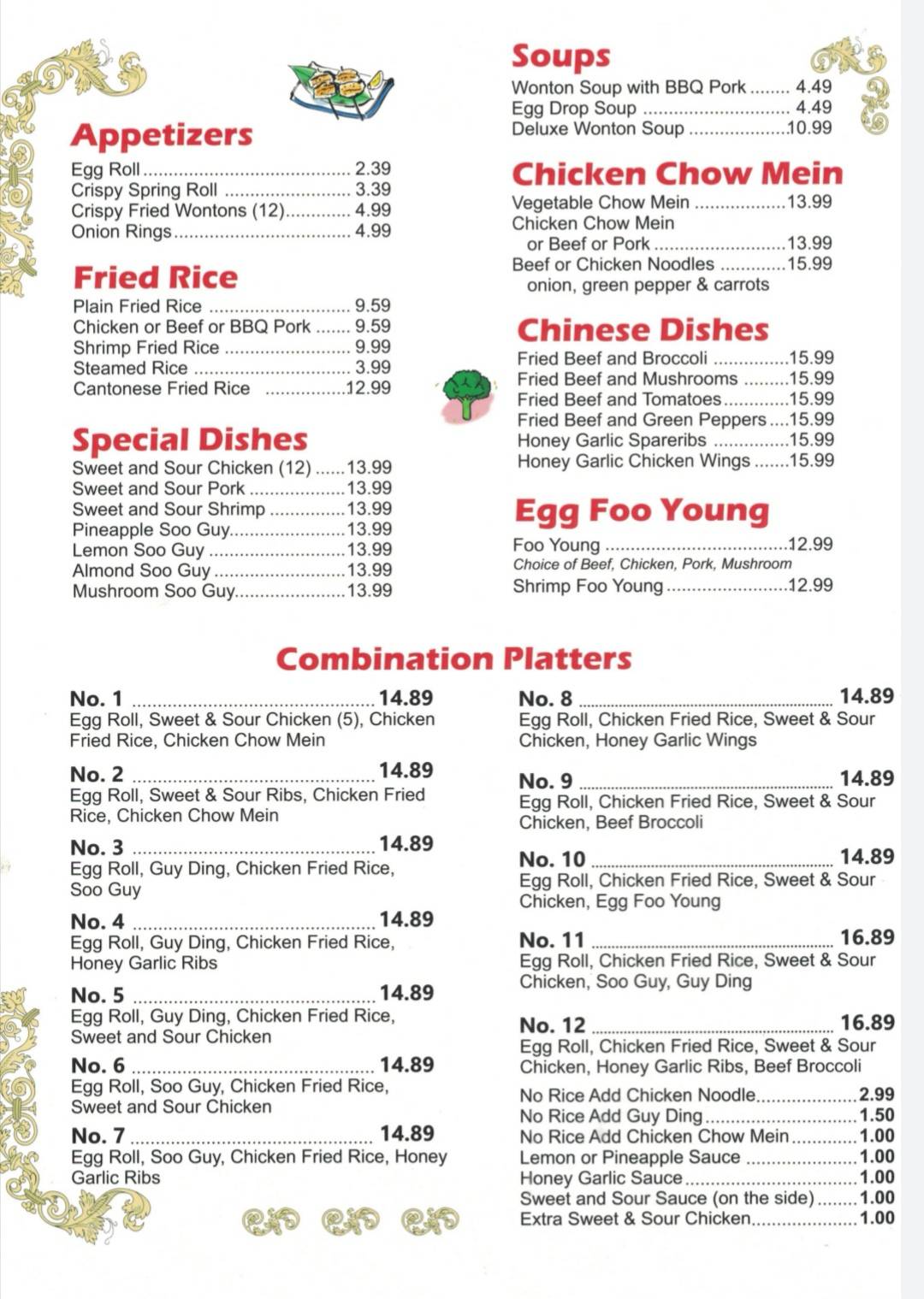Menu at Tai Sun Restaurant, Grand Falls-Windsor