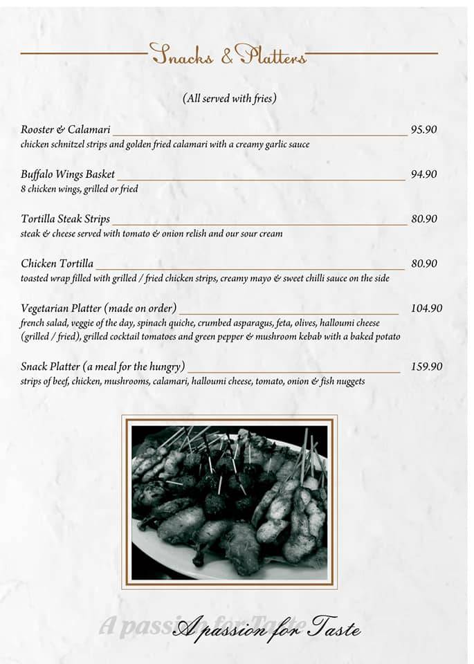 Menu at The Beef 'n Reef restaurant, Bloemfontein, Kenneth Kaunda Rd