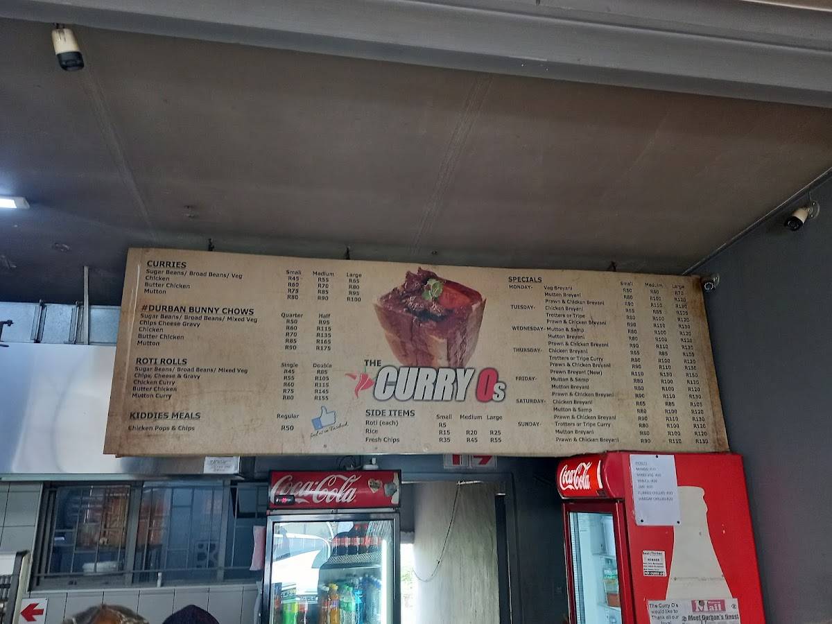 Menu at The Curry O's Moseley/Northdene restaurant, Pinetown