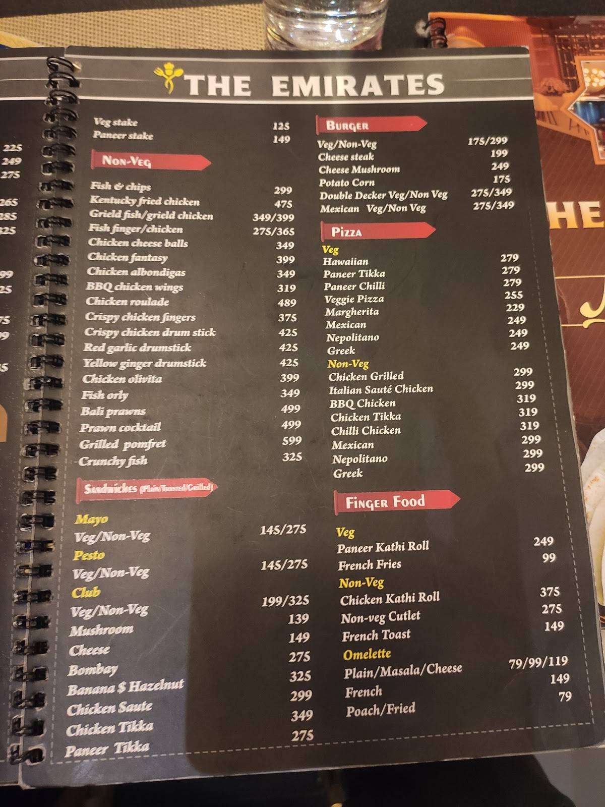 Menu at The Emirates Restaurant, Sambalpur