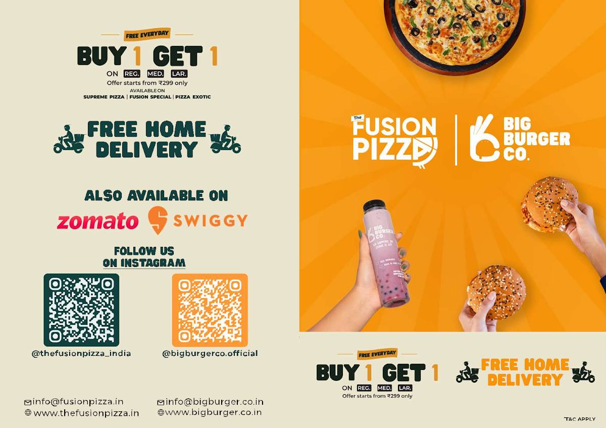 Menu at The Fusion Pizza Big Burger Co., Ahmedabad, Shop No 03