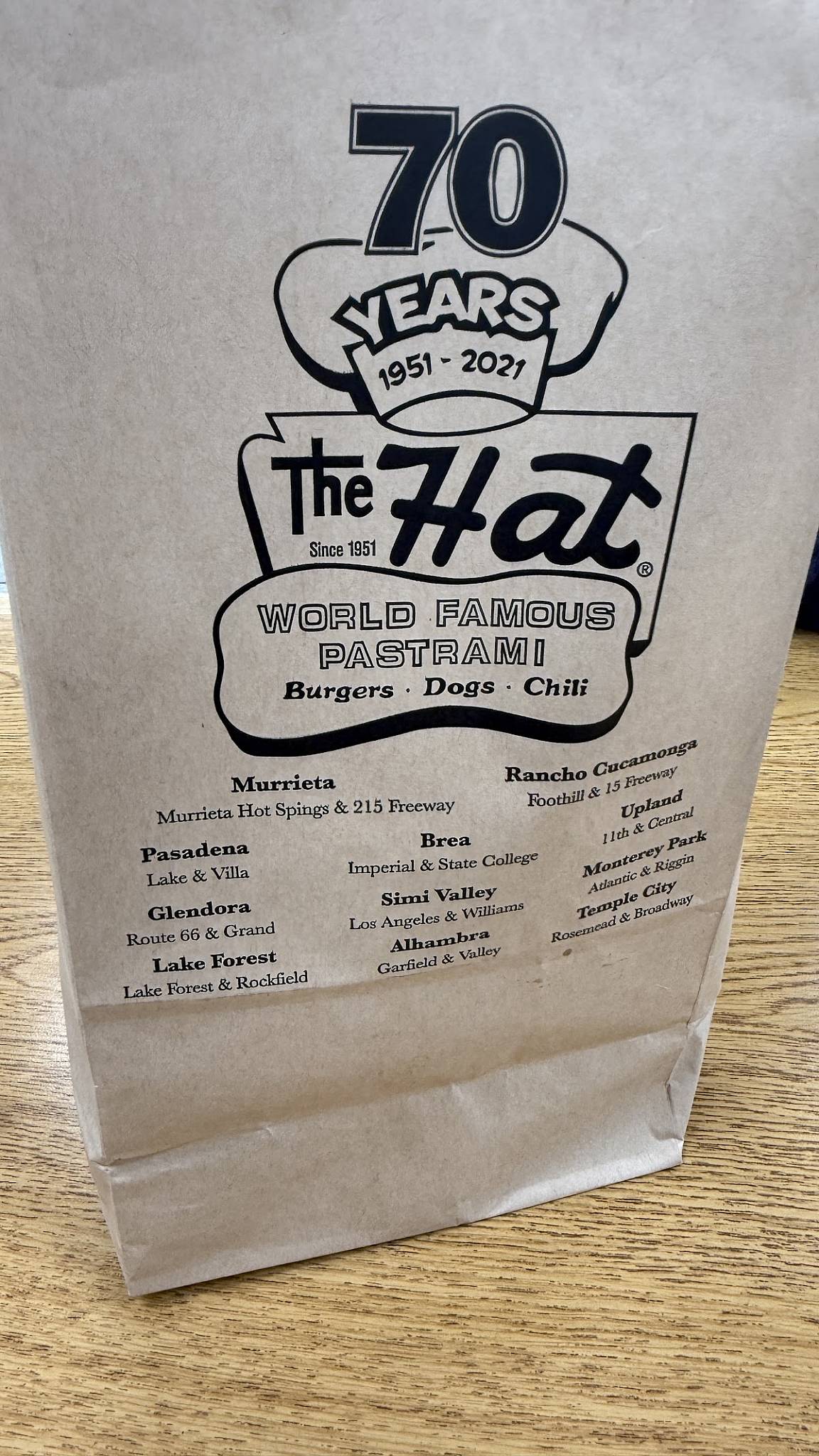 Menu at The Hat restaurant, Murrieta