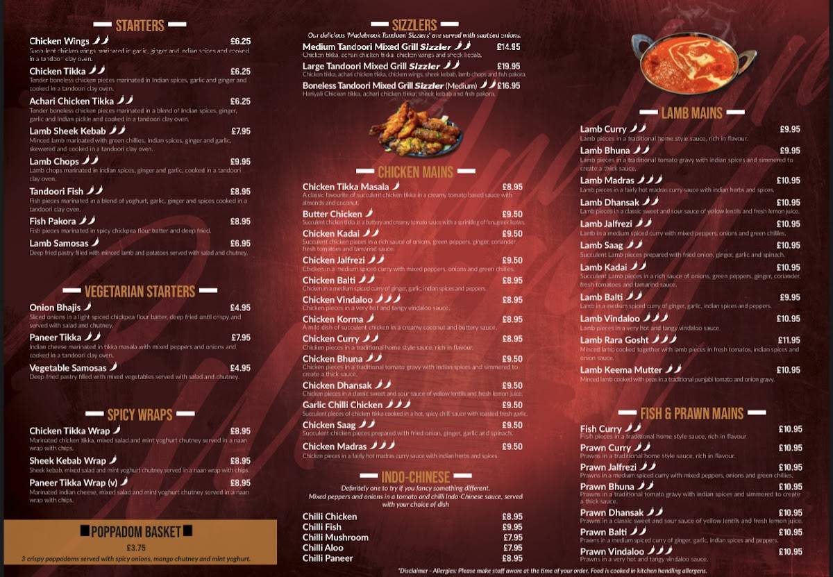 Menu at The Madebrook Carvery restaurant, Telford, Madebrook House