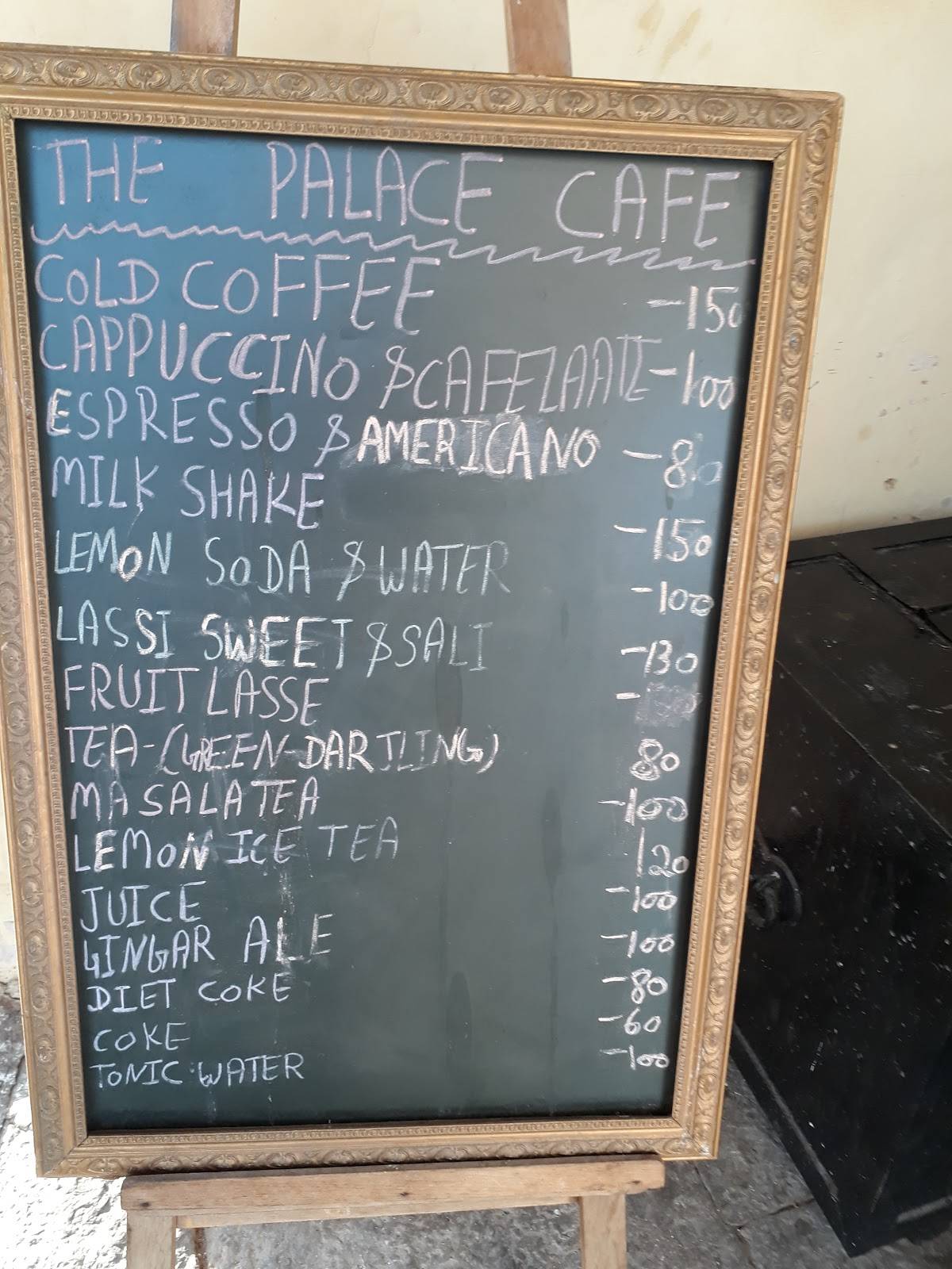 Menu at The Palace Cafe Restaurant, Jaipur