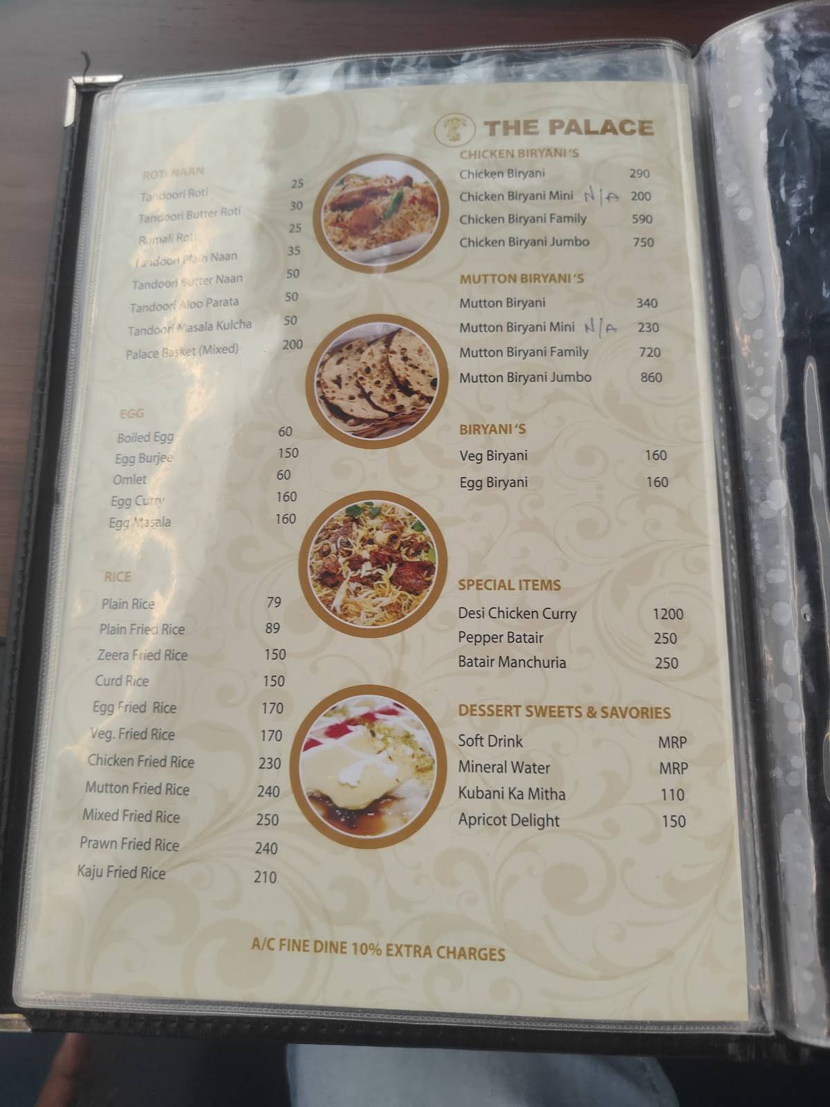 Menu at The Palace Hotel NH9, Rudraram
