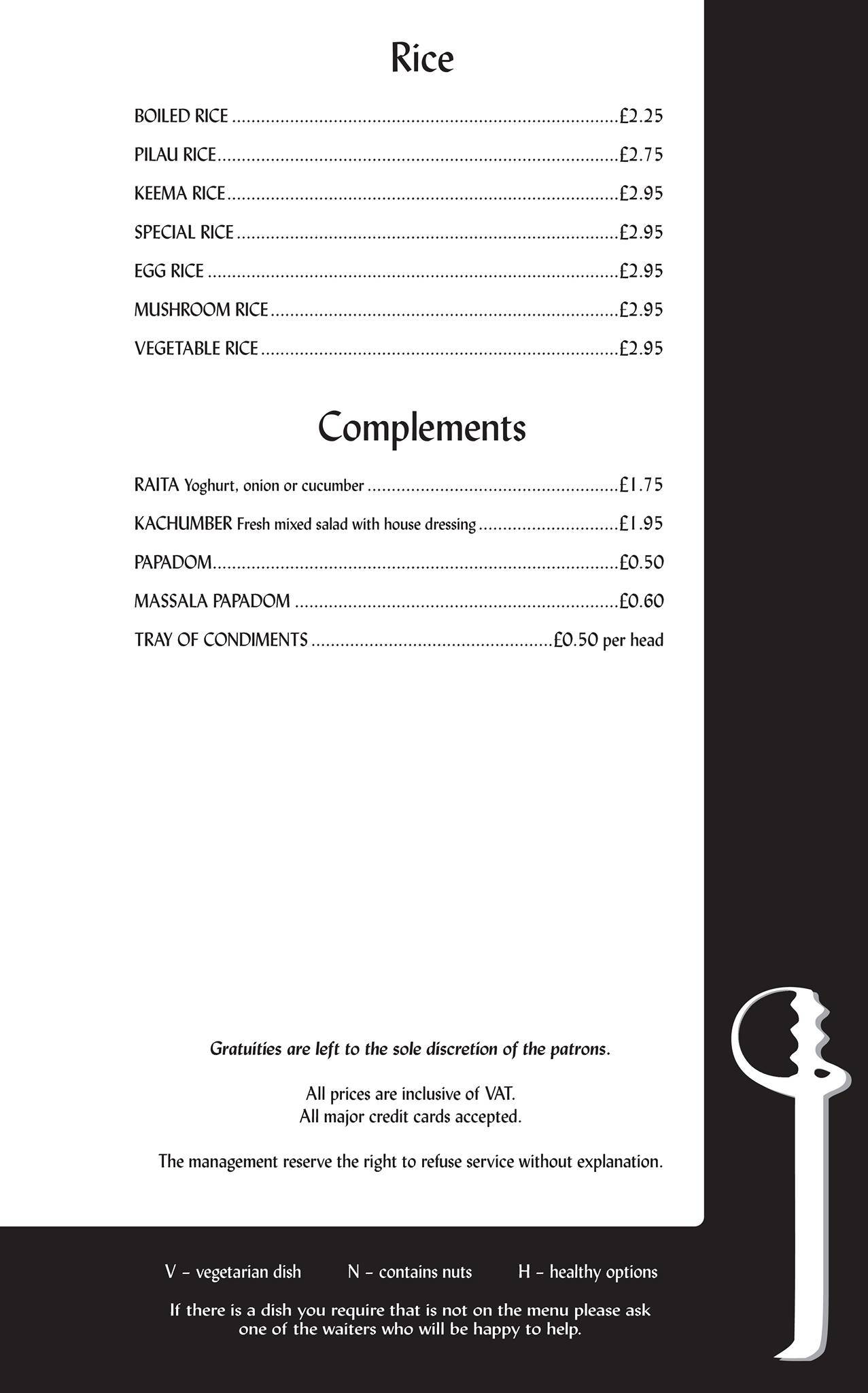 Menu at The Raj Restaurant, Kettering