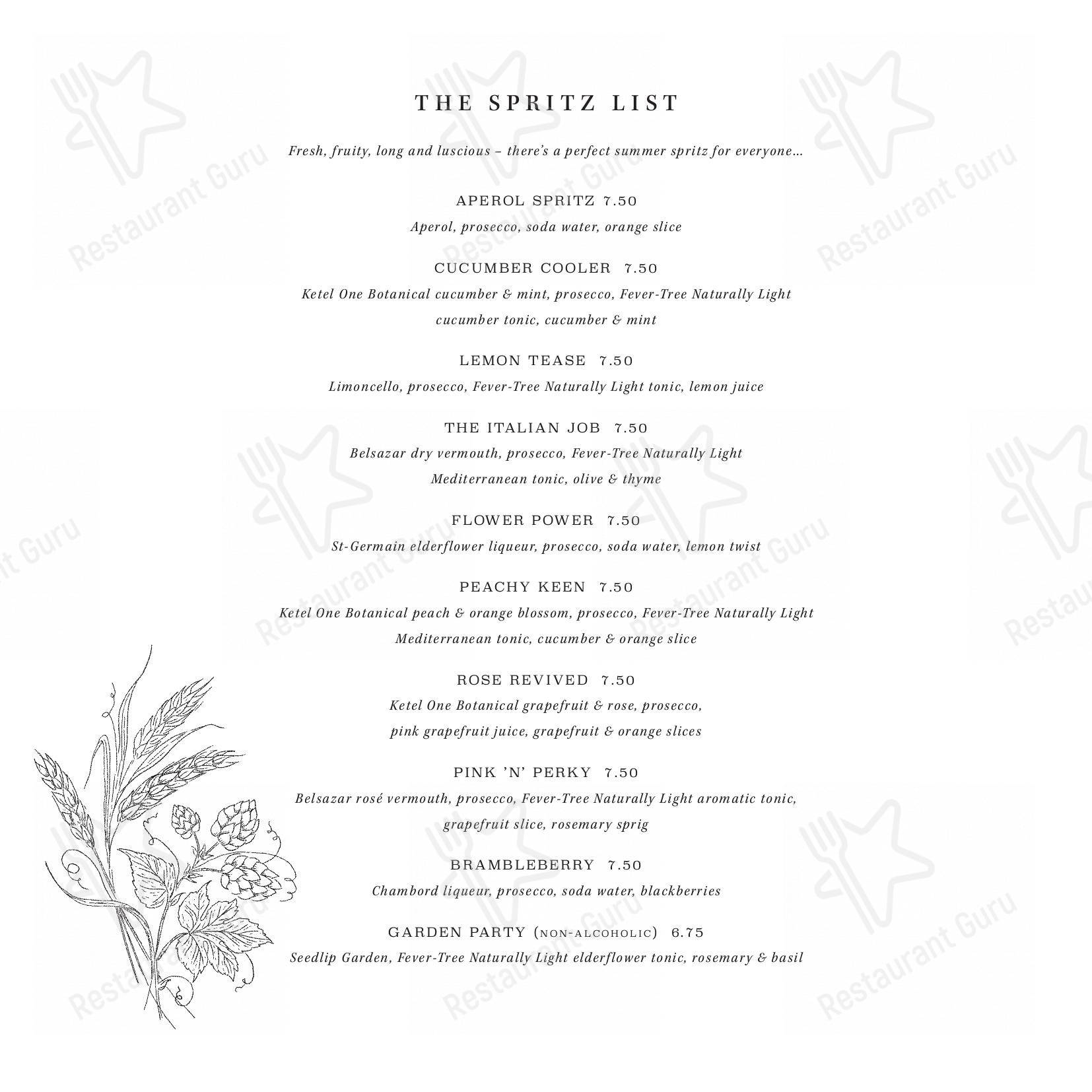 Menu at The Red Deer pub & bar, Horsham