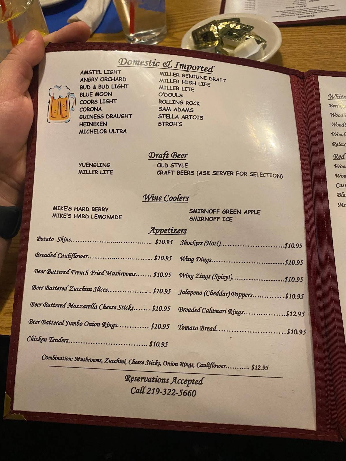 Menu at The Schererville Lounge restaurant, Schererville