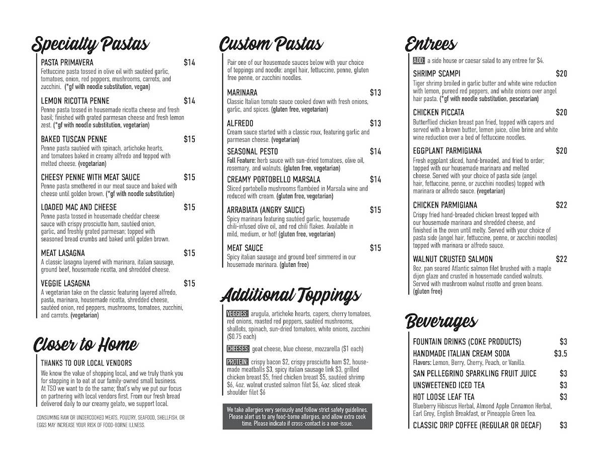 Menu at The Stuffed Olive restaurant, Eagle, 404 S Eagle Rd