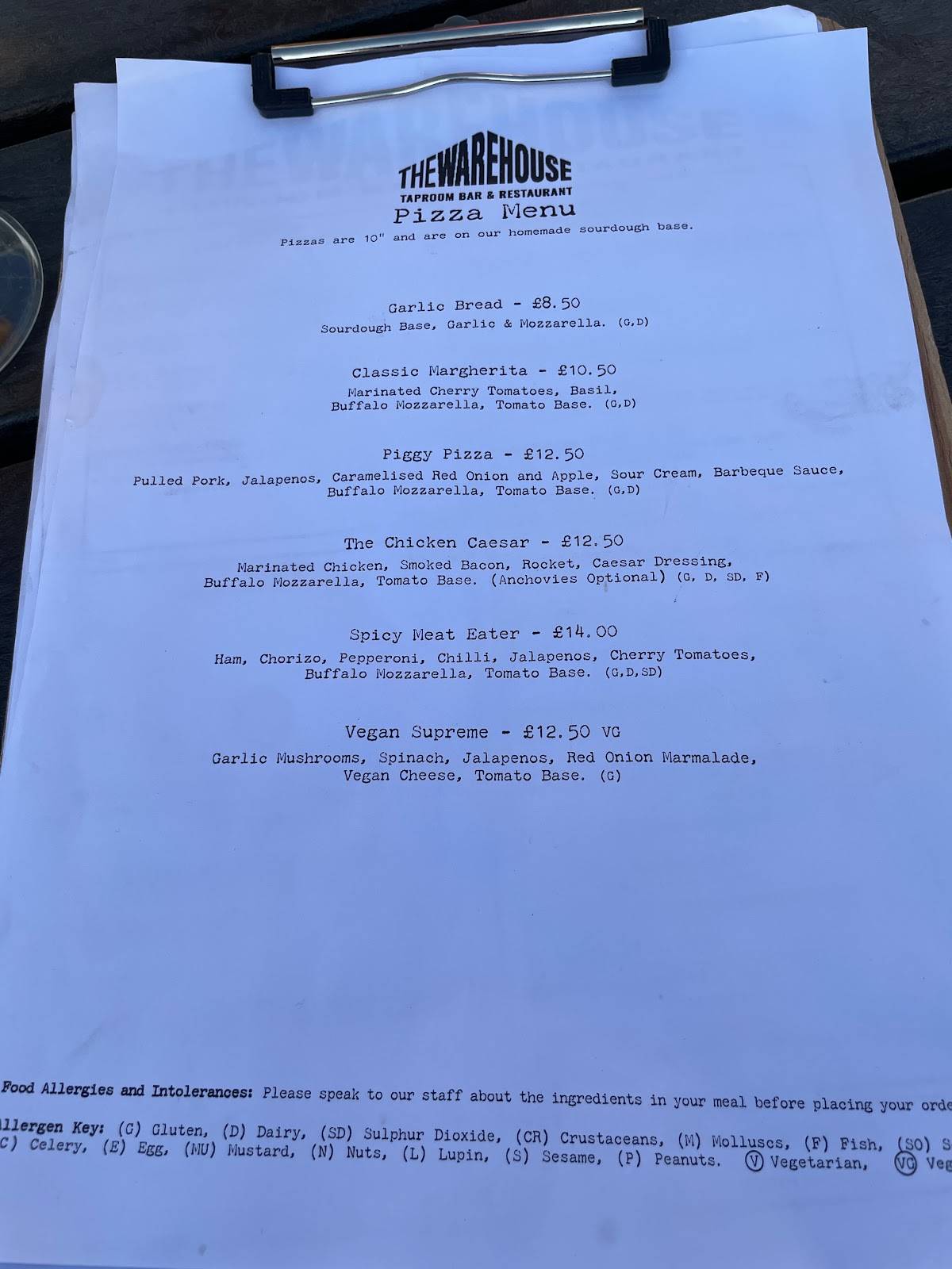 Menu at The Warehouse Taproom, Bar & Restaurant, West Winch