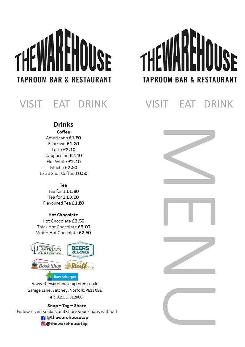 Menu at The Warehouse Taproom, Bar & Restaurant, West Winch