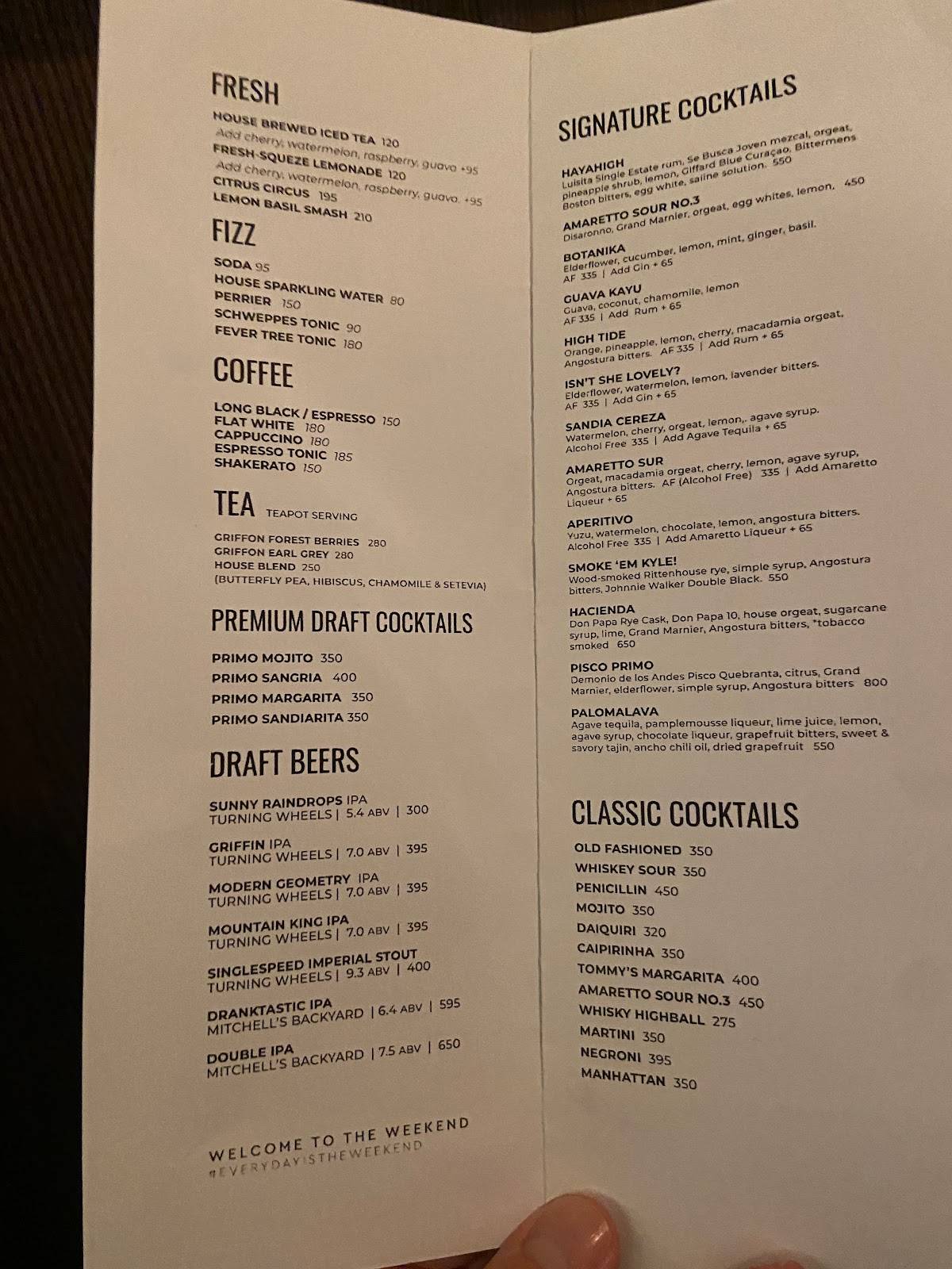 Menu at The Weekend pub & bar, Cebu City, 88th Ave
