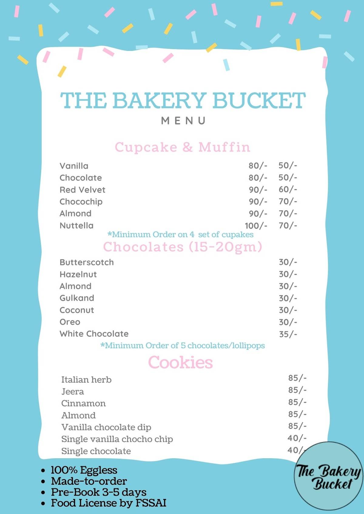 Menu at The bakery bucket Gifting Best bakery in Mathura, Mathura