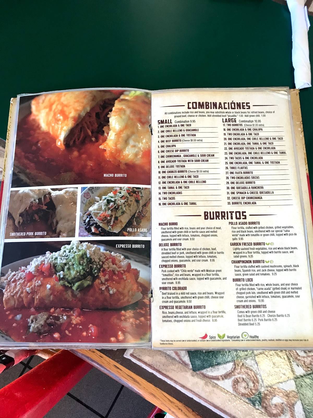 Menu at Three Margaritas restaurant, Sidney, Silverberg Dr a