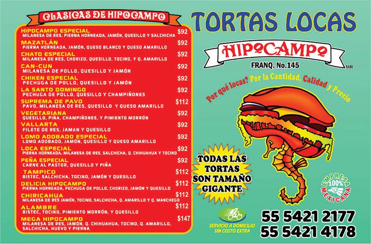 Carta del restaurante Tortas Locas Hipocampo, Mexico, Papalotl 170