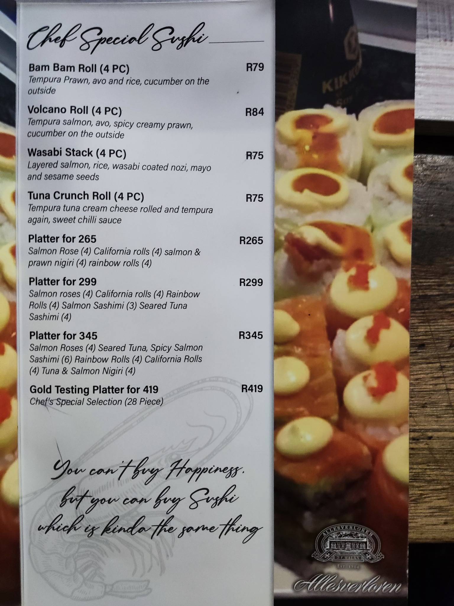 Menu at Toureiro House of Prawns restaurant, Pretoria, 978 Veda Ave