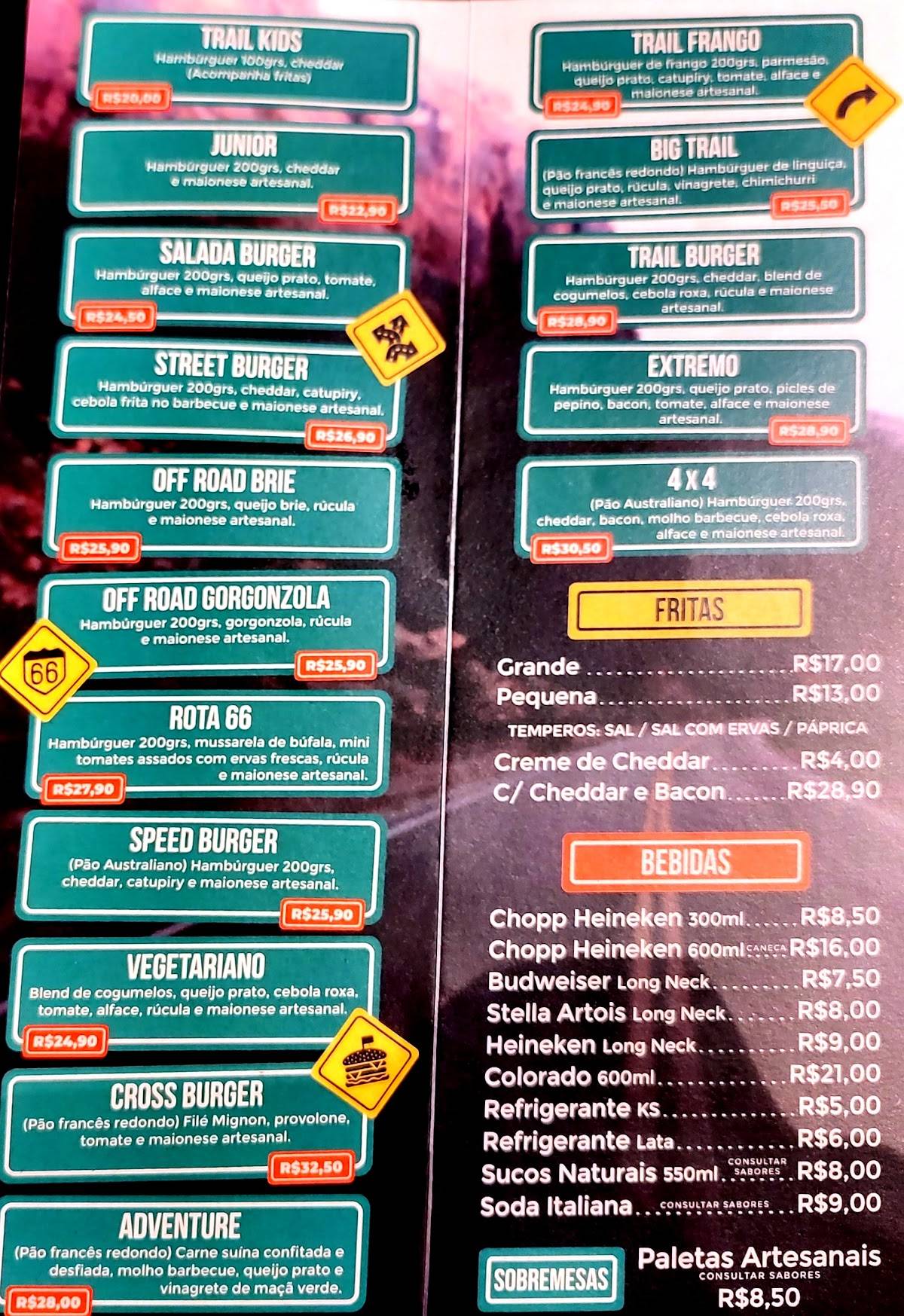 Menu em Trail Burger restaurante, Americana