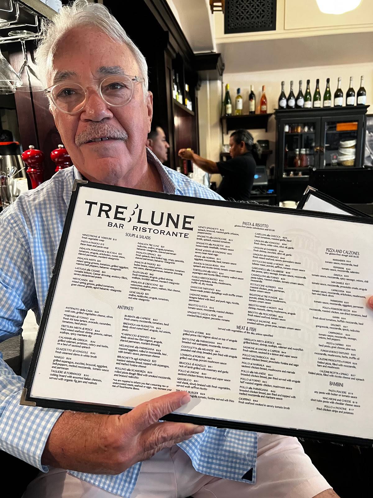 Menu at Tre Lune restaurant, Santa Barbara