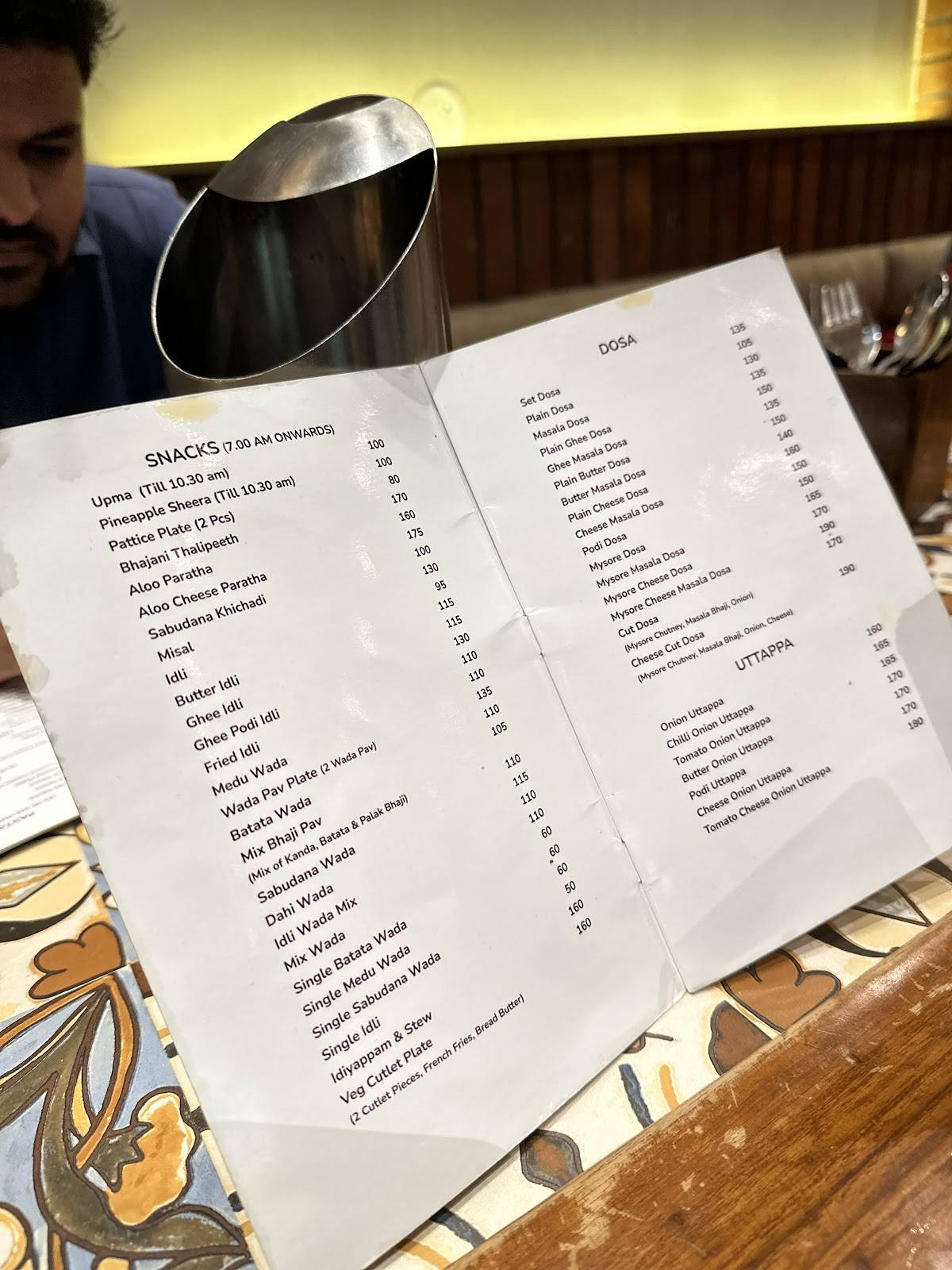 Menu at Verandah, Pune