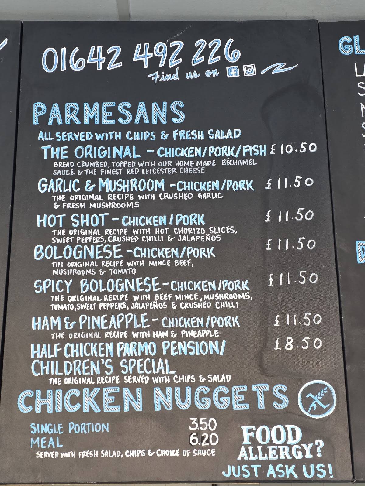 Menu at Vicarage Plaice restaurant, Redcar