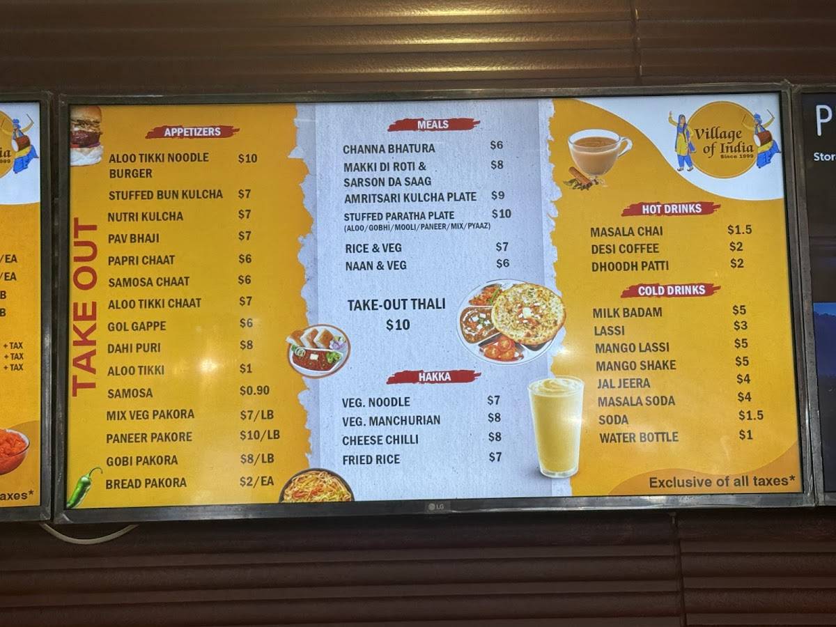 Menu at Village Of India Sweets & Restaurant, Brampton, 114 Kennedy Rd S