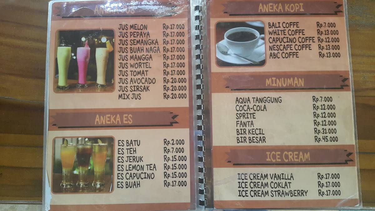 Menu at Warung Krishna restaurant, Denpasar