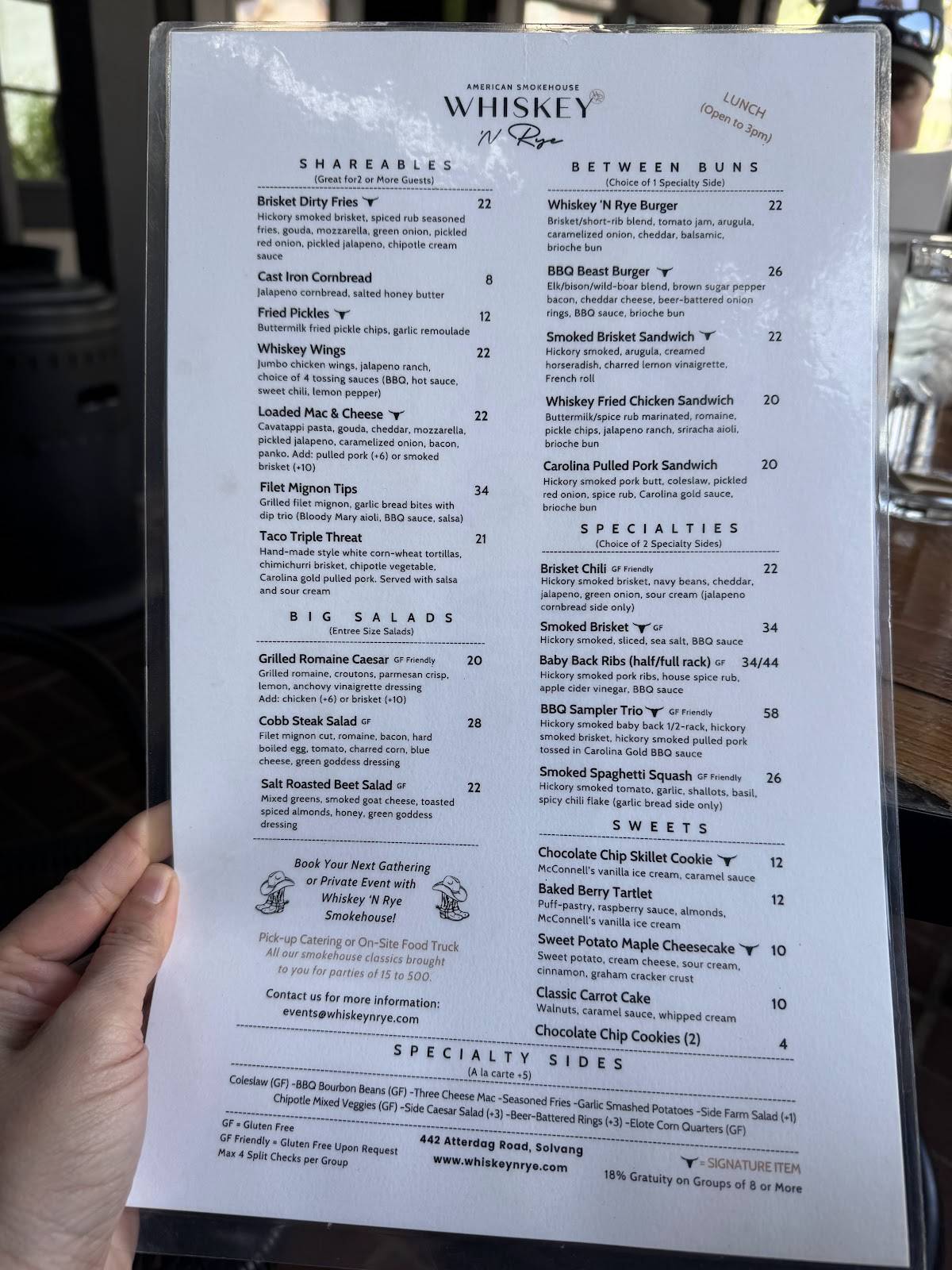 Menu at Whiskey 'N Rye Smokehouse restaurant, Solvang