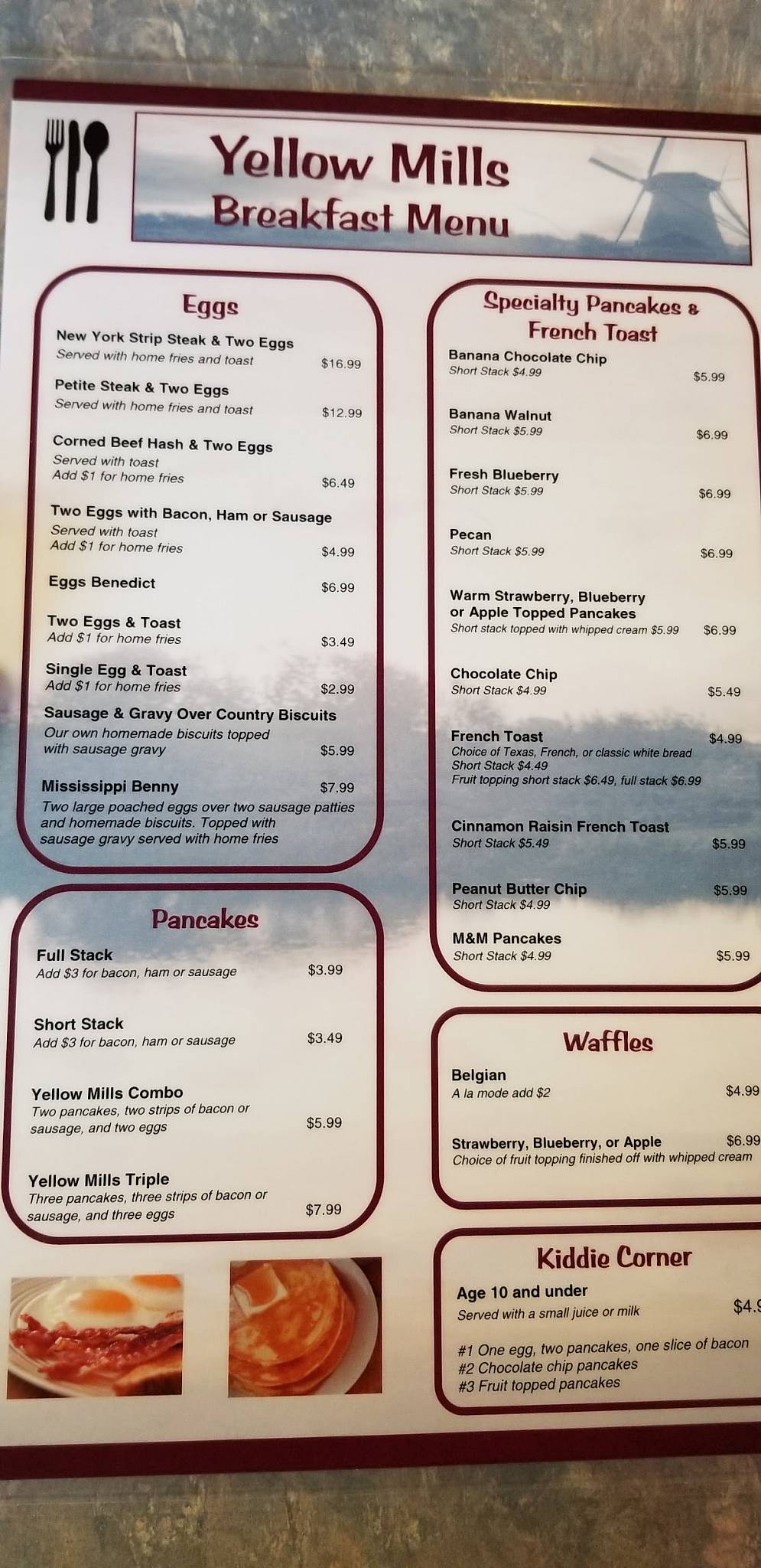 Menu at Yellow Mills Diner restaurant, Palmyra, NY-31