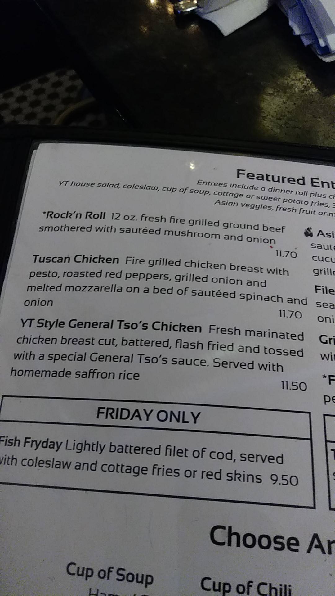 Menu at Yours Truly Chagrin Falls restaurant, Chagrin Falls